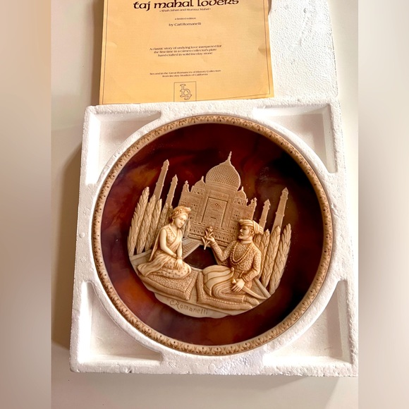 Wall Decor | The Taj Mahal Lovers Incolay Stone Collectible 3d Plate By ...